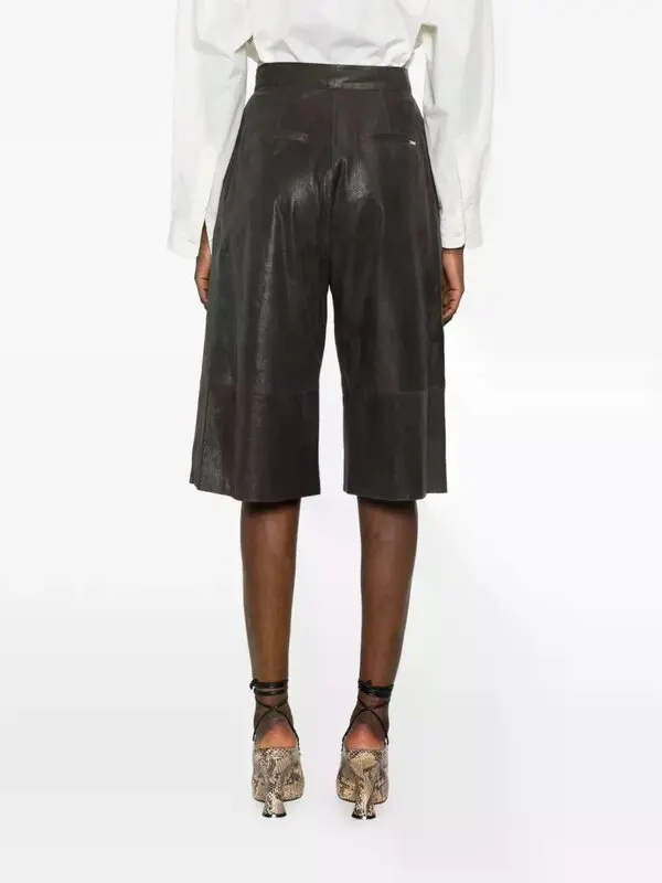 CASSELL Pleated Leather Shorts