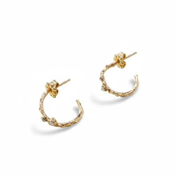 ISKRA Wavy Diamond Hoop Earrings In 14k Yellow - Gold