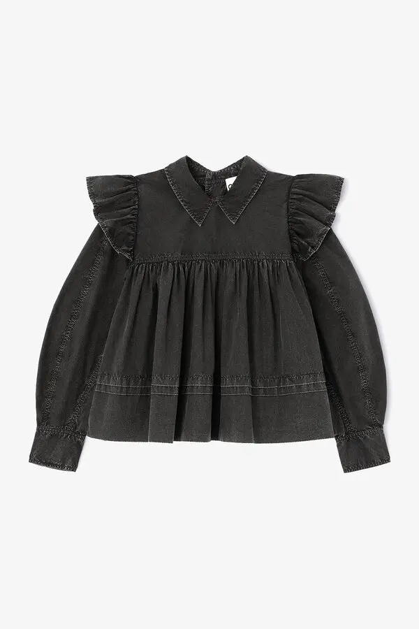 GANNI Washed Frill Blouse