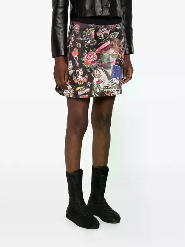 The Artistylist Tattoo Print A-line Skirt