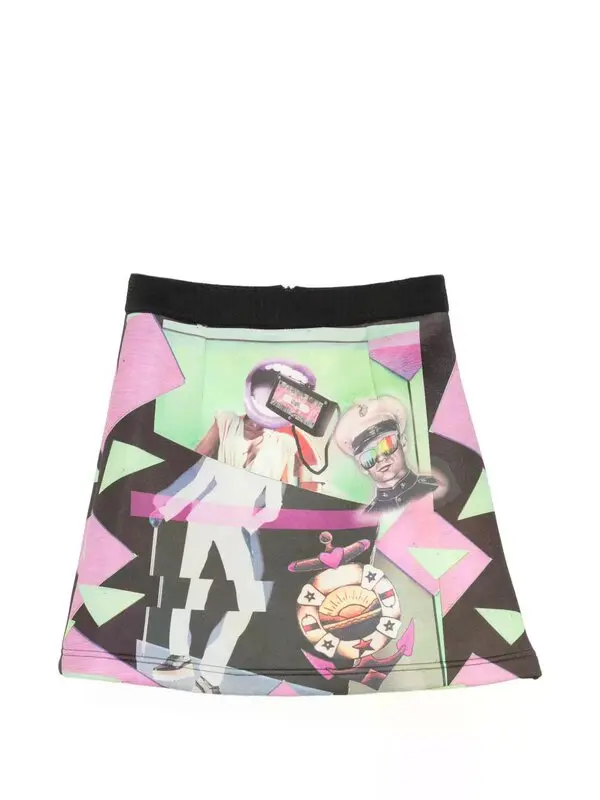 The Artistylist Popstar Graphic Print A-line Mini Skirt - Black