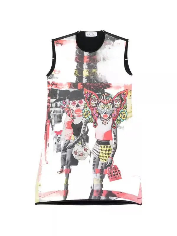 The Artistylist Graphic-print Sleeveless Mini Dress - Black