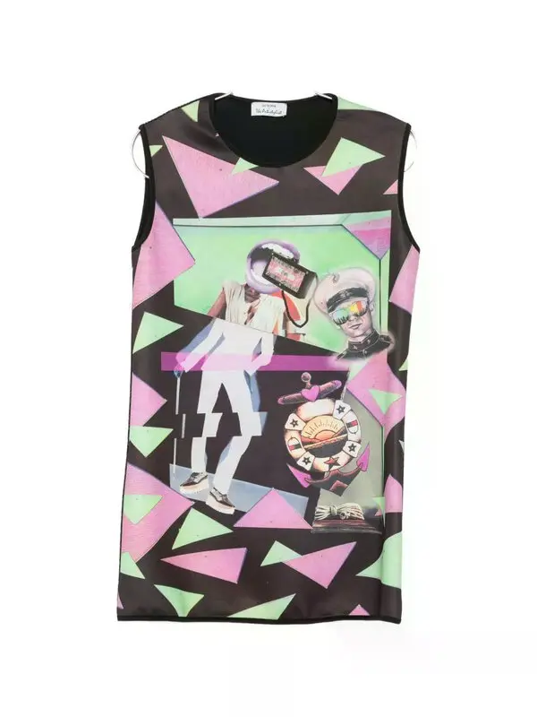 The Artistylist Graphic Print Sleeveless Mini Dress - Black