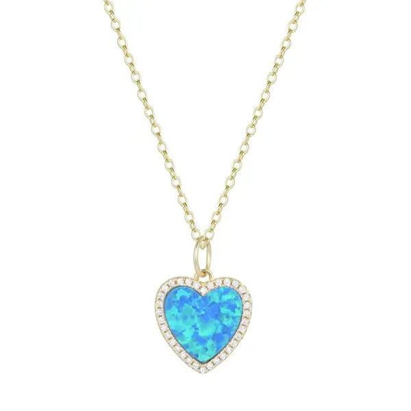 KAMARIA Opal And Crystal Heart Pendant Necklace In Sterling Silver - Blue