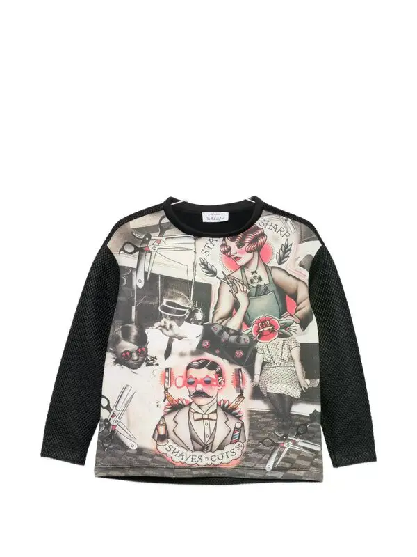 The Artistylist Graphic-print Mesh-sleeve Sweatshirt