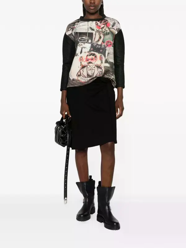The Artistylist Graphic-print Mesh-sleeve Sweatshirt