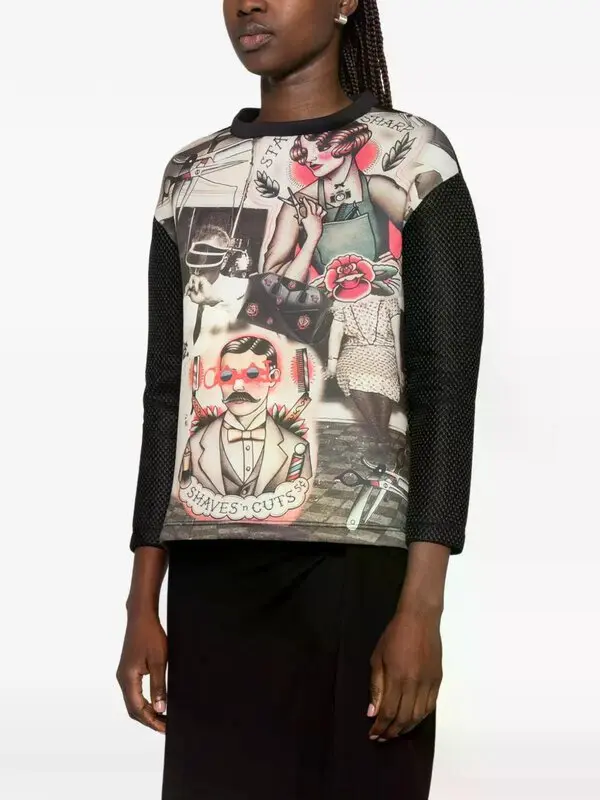 The Artistylist Graphic-print Mesh-sleeve Sweatshirt
