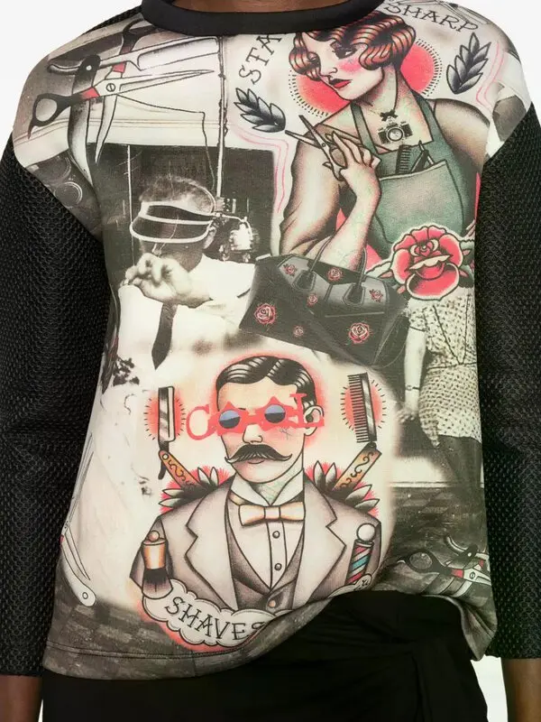 The Artistylist Graphic-print Mesh-sleeve Sweatshirt