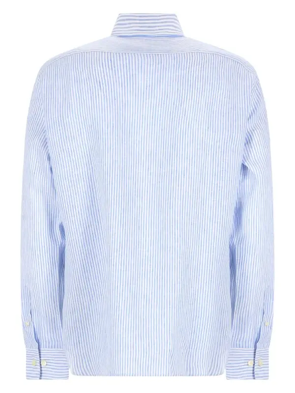 120% Lino Striped Linen Shirt - Azure