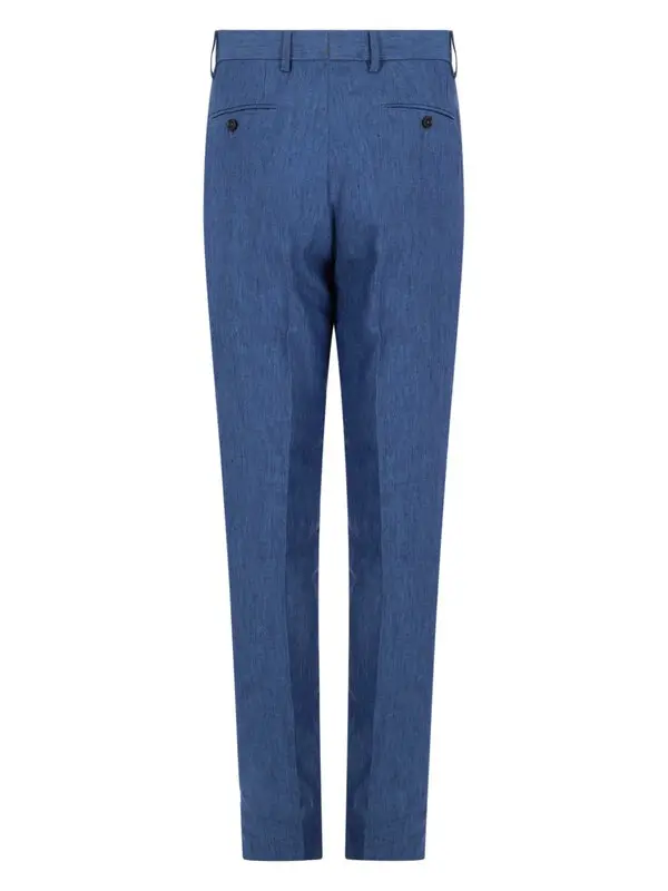 120% Lino Tailored Linen Trousers - Blue
