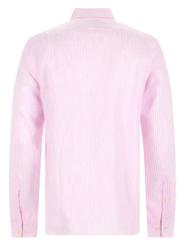 120% Lino Striped Linen Shirt - Pink
