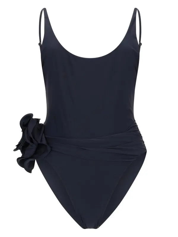 Magda Butrym One-piece Swimsuit With Flower Applique - Blue