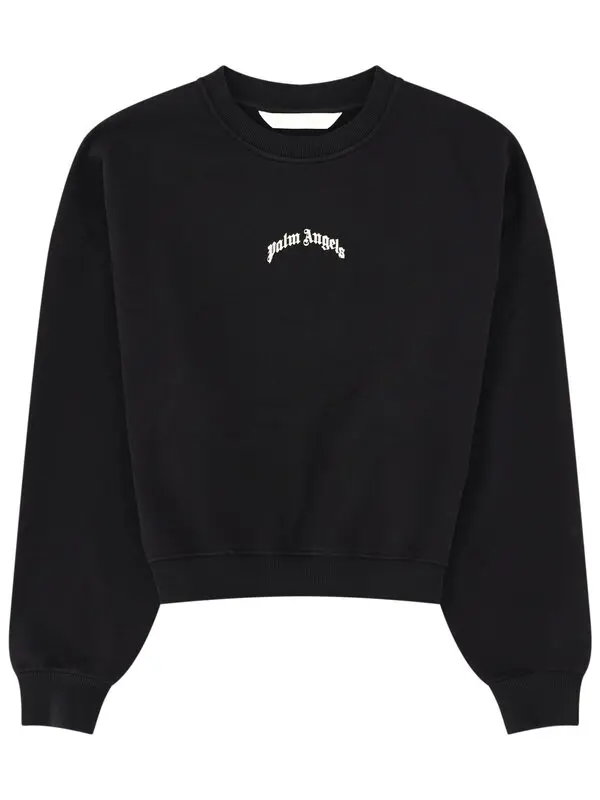 Palm Angels Cropped Logo Sweatshirt - Black