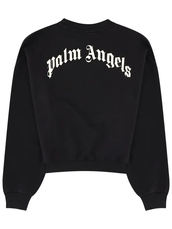 Palm Angels Cropped Logo Sweatshirt - Black