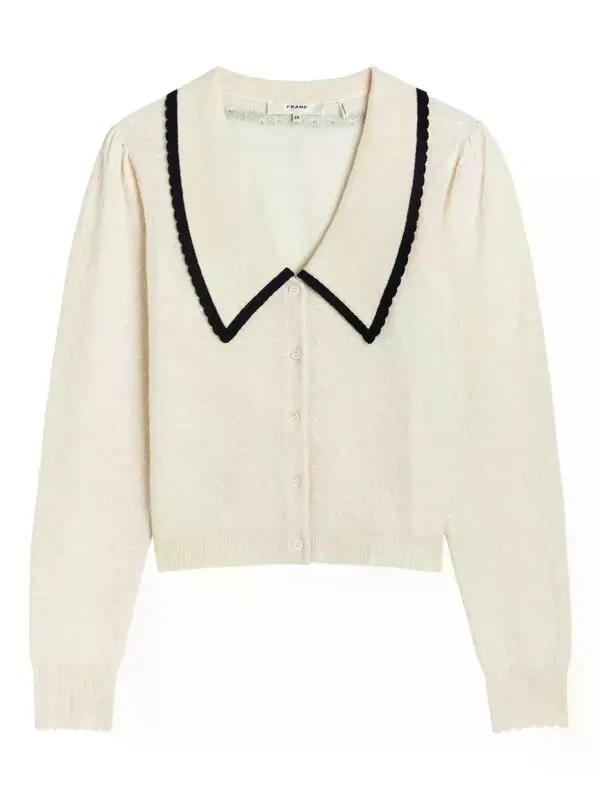 FRAME Scalloped Collar Cardigan - Neutrals