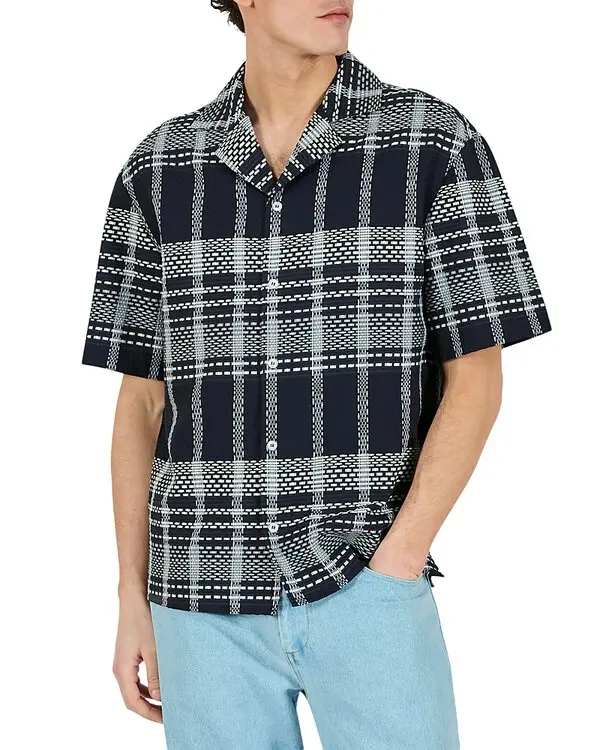 KROST Camp Collar Relaxed Fit Plaid Dash Shirt