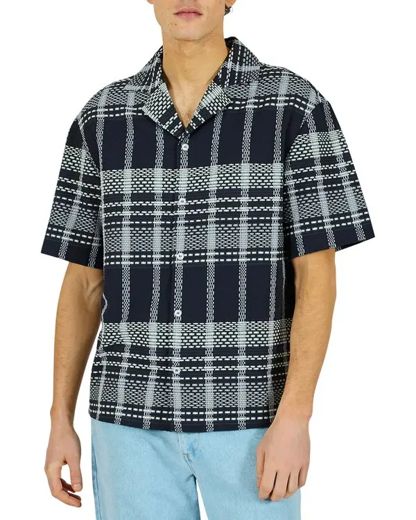 KROST Camp Collar Relaxed Fit Plaid Dash Shirt