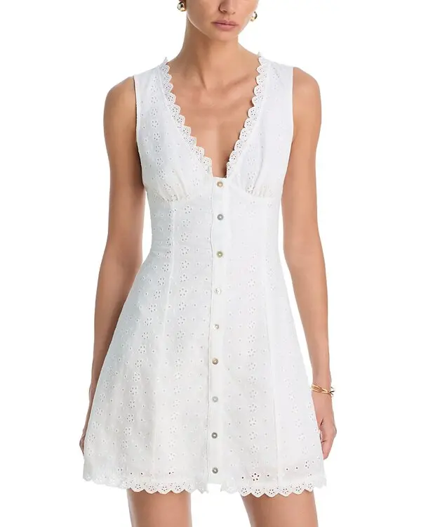 Aqua Eyelet Mini Dress - White