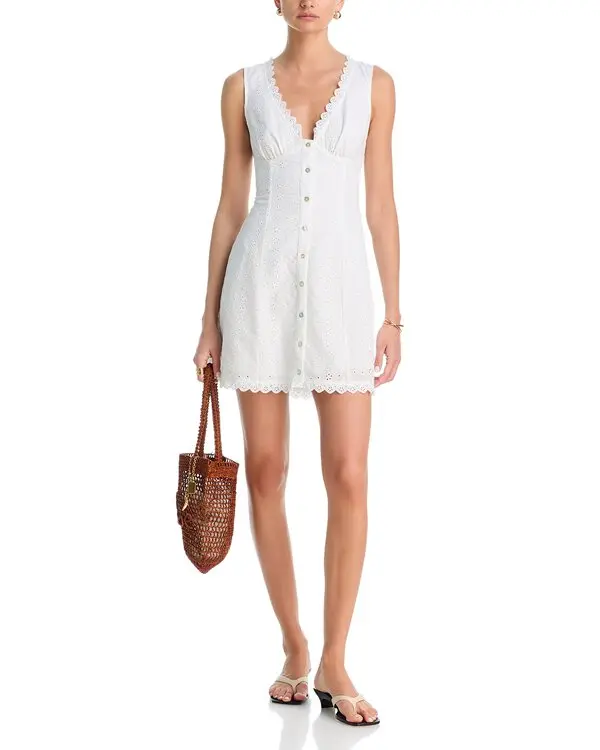 Aqua Eyelet Mini Dress