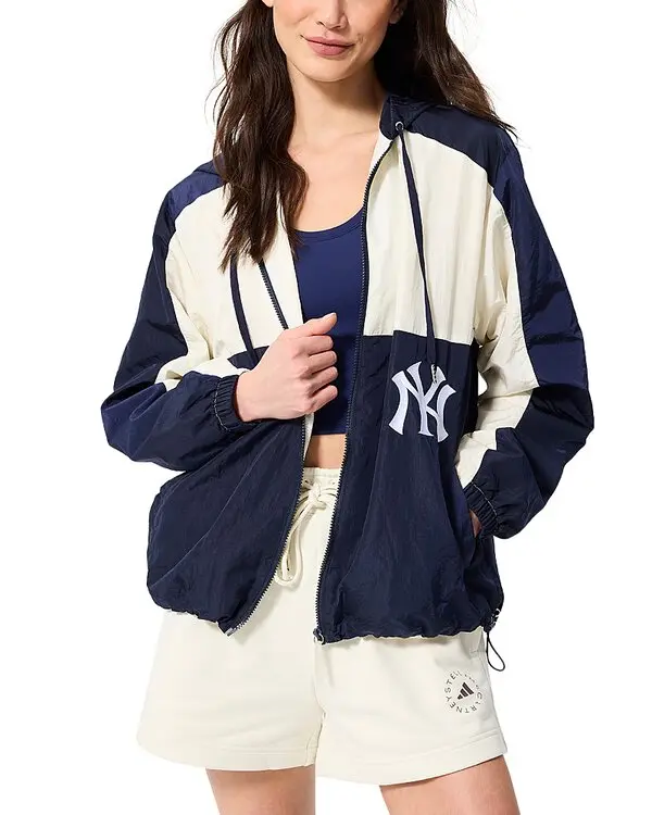 Terez Colorblock Stadium Jacket With Hood - New York Yankees Navy And Sugar Swizzle