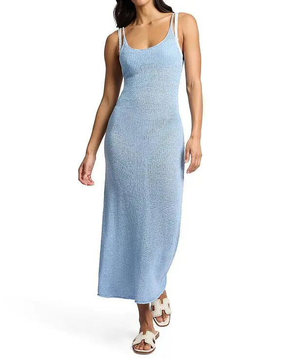 Onia Textured Linen Scoop Neck Maxi Dress - Sky