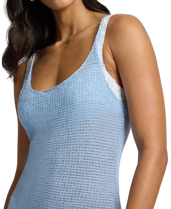 Onia Textured Linen Scoop Neck Maxi Dress - Sky