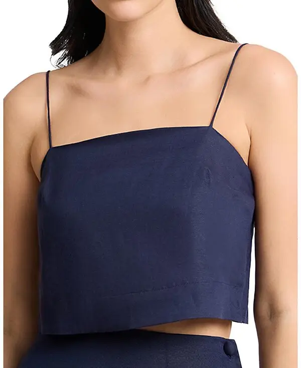 Onia Cropped Linen Blend Cami Top - Noir Navy