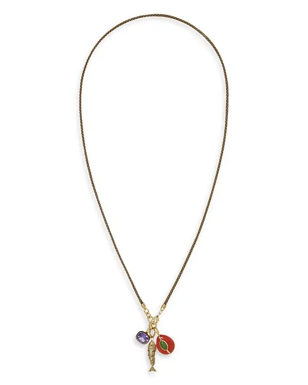 ROXANNE ASSOULIN Cubic Triple Charm Cord Pendant Necklace - Multi