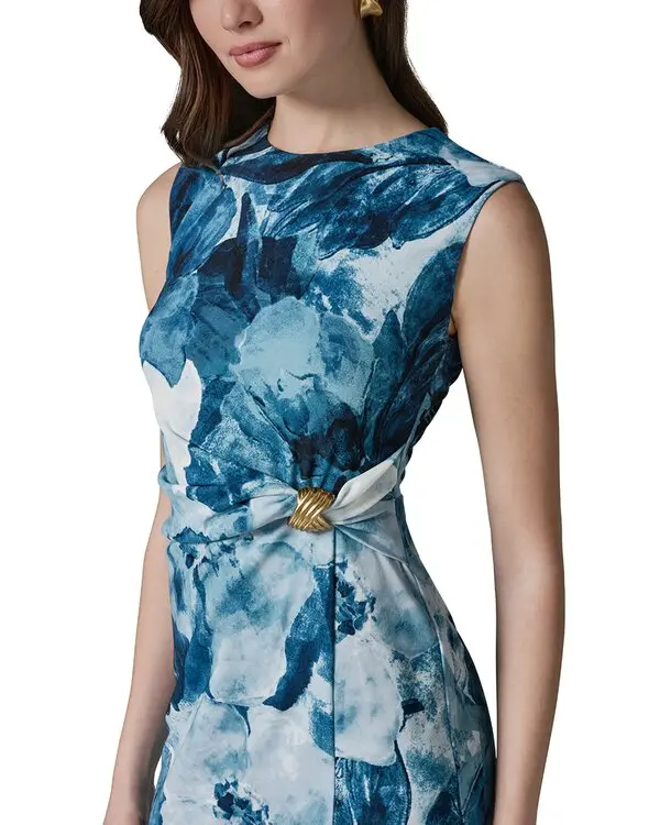 Donna Karan New York Printed Gathered Waist Midi Dress