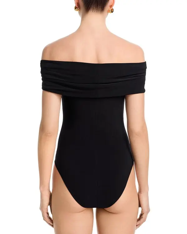 Norma Kamali Sleeveless Cowl Neck Hooded Bodysuit