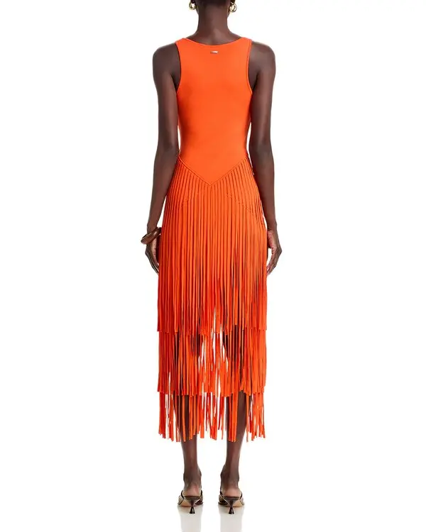TOCCIN Jora Fringe Trim Racer Dress - Flame