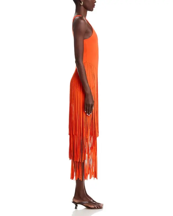 TOCCIN Jora Fringe Trim Racer Dress - Flame