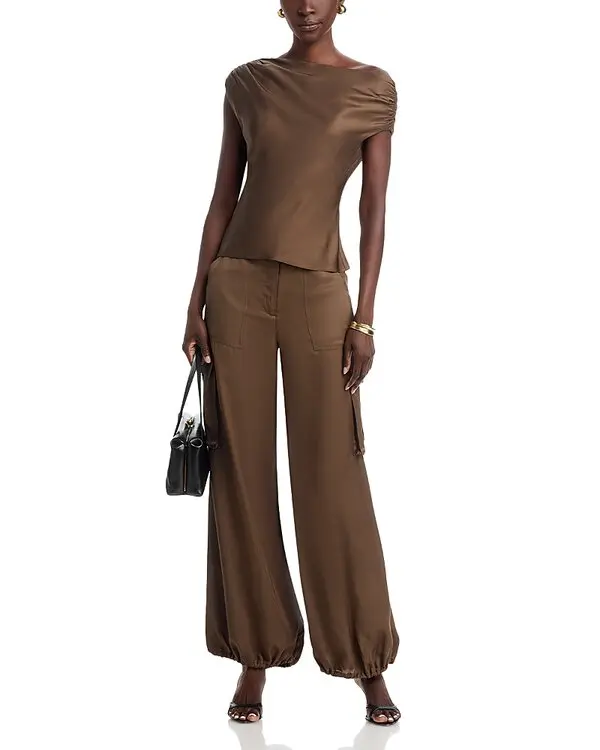 TOCCIN James Mid Rise Wide Leg Cargo Pants - Coffee