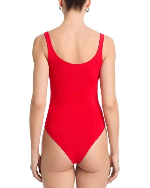 Brandon Maxwell Scoop Neck Bodysuit With Front Zipper