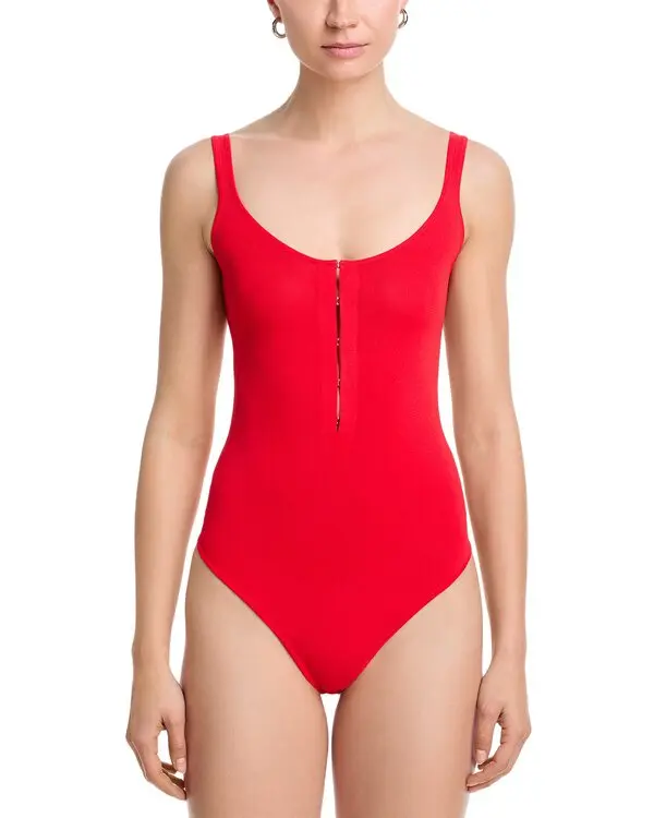 Brandon Maxwell Scoop Neck Bodysuit With Front Zipper