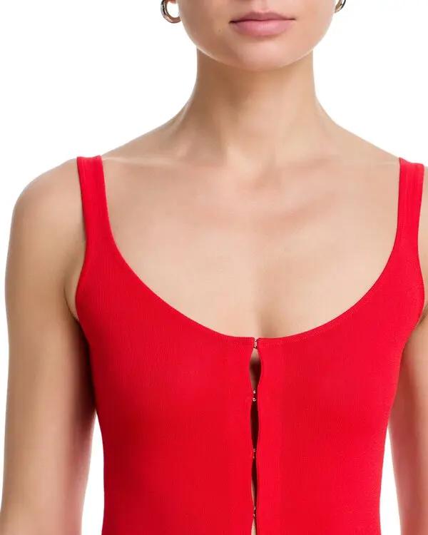 Brandon Maxwell Scoop Neck Bodysuit With Front Zipper