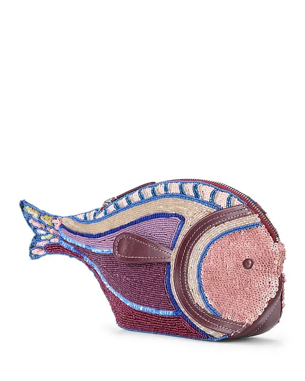 Staud Pesce Beaded Fish Clutch - Ultraviolet