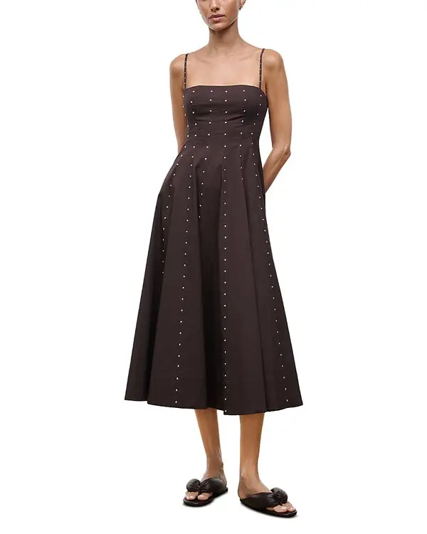 Staud Embellished Cotton Blend Midi Dress - Earth Stud