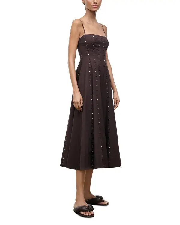 Staud Embellished Cotton Blend Midi Dress - Earth Stud