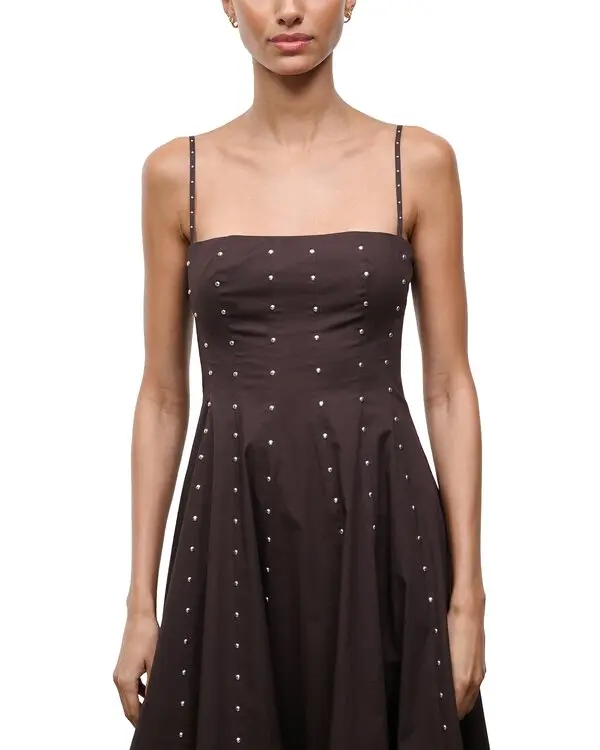 Staud Embellished Cotton Blend Midi Dress - Earth Stud
