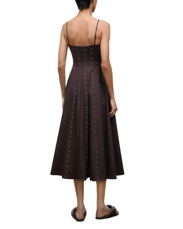 Staud Embellished Cotton Blend Midi Dress - Earth Stud