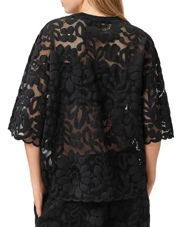 ALLSAINTS Amelie Lace Tee - Black