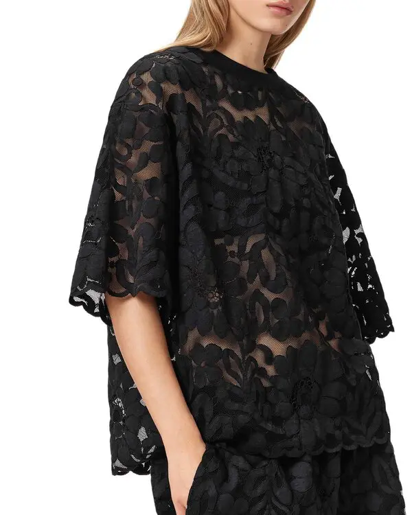 ALLSAINTS Amelie Lace Tee - Black