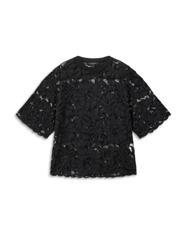 ALLSAINTS Amelie Lace Tee - Black