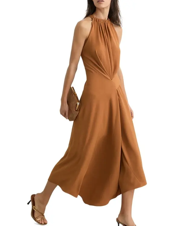 REISS Maeve Draped Midi Dress