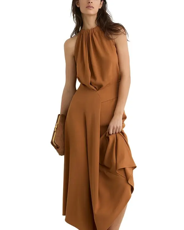 REISS Maeve Draped Midi Dress