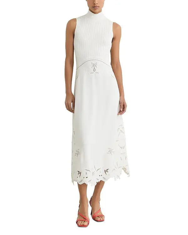 REISS Phoenix Sleeveless High Neck Midi Dress