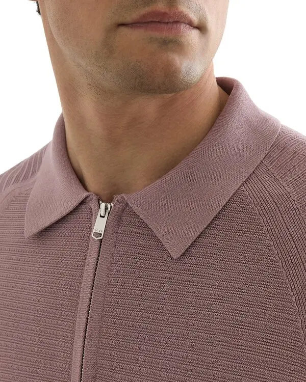 REISS Estate Regular Fit Half Zip Textured Polo Shirt