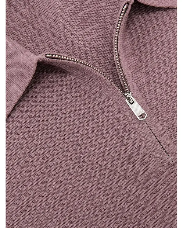 REISS Estate Regular Fit Half Zip Textured Polo Shirt