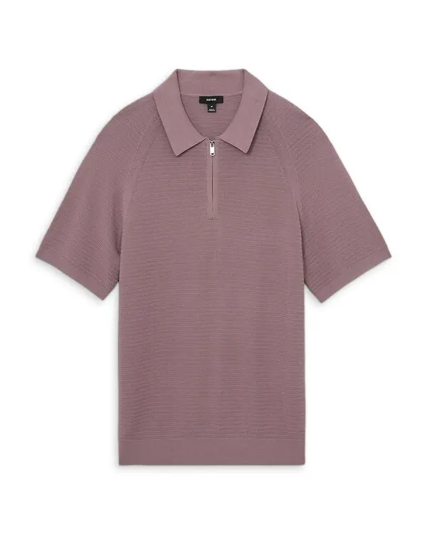 REISS Estate Regular Fit Half Zip Textured Polo Shirt
